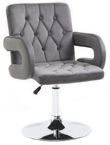 LuxuryForm DESIGN Otočná židle BOSTON VELUR na stříbrném talíři - šedá