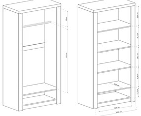 INDIANAPOLIS s | šatní skříň I-1 | 96 cm | jasan světlý