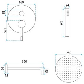 Sprchový komplet REA LUNGO DIAMOND + BOX s podomítkovou baterií, chrom