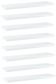 Přídavné police 8 ks bílé vysoký lesk 40x10x1,5 cm dřevotříska - Default Title