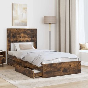 Postel s úložným prostorem se zásuvkou Kouřový dub 75 x 190 cm 3409951