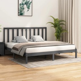 Rám postele šedý masivní borovice 180 x 200 cm Super King