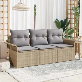 Set pohovek 3 ks 3-Počet míst Beige a šedá polyratan 3345220