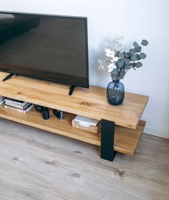 TV stolek Babylón s masivními dubovými deskami 1800 x 400 mm