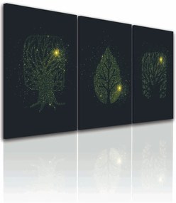 Třídílný obraz zelené listy Velikost (šířka x výška): 90x45 cm