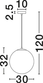 Bílé/ve zlaté barvě skleněné závěsné svítidlo ø 30 cm Vita – Nova Luce