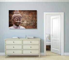 Obraz socha Budhy na dřevěném pozadí Varianta: 120x80