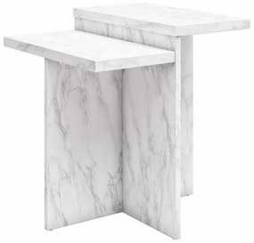 Bílý konferenční stolek v dekoru mramoru 56x56 cm Brielle – Støraa