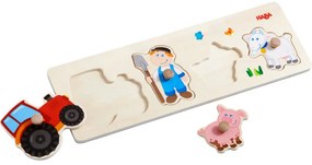Dřevěné vkládací puzzle – život na farmě