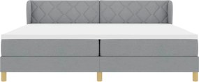 Postel s boxspringem s čelo Světle šedá 200 x 200 cm textil 3340297