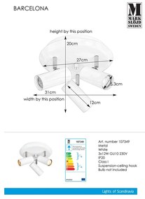 Bílé nástěnné svítidlo Markslöjd Barcelona Tres
