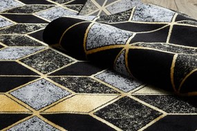Dywany Łuszczów, Kusový koberec Gloss 400B 86 3D geometric black/gold, 140x190, černá, kancelář