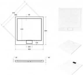 BESCO Čtvercová sprchová vanička AXIM Barva - Bílá, Rozměr A - 90 cm, Rozměr B - 90 cm - VANKAXIM90BB