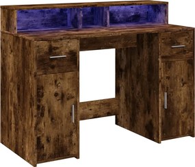 Psací stůl s LED kouřový dub 120 x 55 x 91 cm kompozitní dřevo 3309415