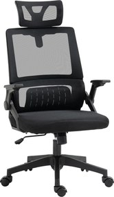 Ergonomická kancelářská židle Vinsetto, židle k psacímu stolu s nastavitelnou opěrkou hlavy, výškově nastavitelné područce, počítačová židle s funkcí…