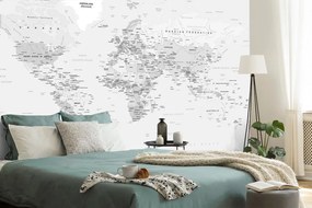 Tapeta klasická černobílá mapa s okrajem - 225x150 cm