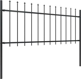 Zahradní plot s kopím nahoře ocelový 1673 x 80 cm černý 277611