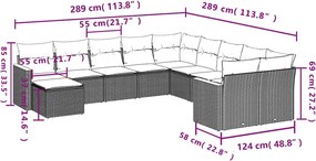 11dílná zahradní sedací souprava s poduškami černá polyratan 3258968