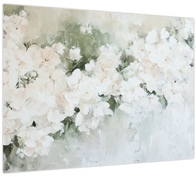 Obraz - Abstrakce bílých květů (70x50 cm)