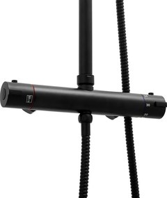 Erga Bergen, sprchový set s termostatickou baterií a dešťovou sprchou 30 cm, černá matná, ERG-YKA-BP.BERGEN THERM 30 BLK