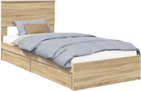 Postel s úložným prostorem se zásuvkou Sonoma dub 75 x 190 cm 3408510