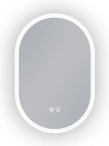 Erga Demi, oválné LED zrcadlo 40x60cm, 3 barvy světla, přední osvětlení, topná podložka proti zapaření, ERG-V01-DEMI-4060-CL