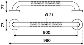 Nimco Nerezové madlo rovné 900 mm - BMC 9090-90, černé