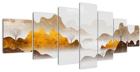 Obraz - Hory v mlze (210x100 cm)