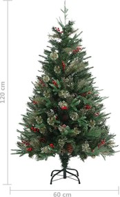 vidaXL Vánoční stromek s šiškami zelený 120 cm PVC a PE [340525]
