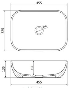 BPS-koupelny Keramické umyvadlo na desku HYD-MO-MAR5-455 45,5x32,5 cm, černý mramor