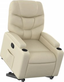 Zvedací polohovací křeslo krémové umělá kůže 3204659