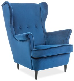 Casarredo - Komfort nábytek Křeslo ušák LORD, VELVET granátově modrá/wenge