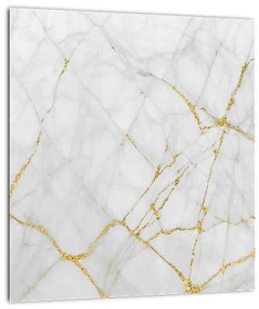 Obraz - Bílo-zlatý mramor (30x30 cm)