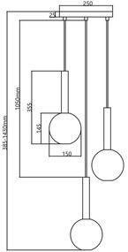 Lustr na lanku NIKO 3xG9/9W/230V zlatá