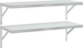 Nástěnné police 2 ks 100 x 40 cm stříbrné nerezová ocel 3214502