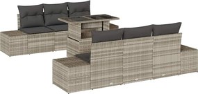 Set pohovek 7 ks Světle šedá polyratan 3349108