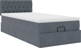 Osmanský rám postele s matrací tmavě šedá 90x200cm samet 3312669