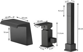 Erga Trio, 3-otvorová vanová baterie, černá matná, ERG-YKA-BW.TRIO-BLK