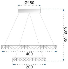 Toolight - LED závěsné svítidlo Vegas 40+60cm + dálkové ovládání, bílá, OSW-07858