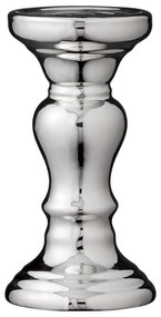 Keramický svícen PRETORIA, stříbrný, 10,5 x 20 cm