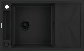 Deante Magnetic, granitový dřez na desku 820x500x219 mm Z/O, 3,5" + prostorově úsporný sifon, 1-komorový, černá, ZRM_N113