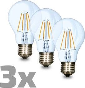 EURO-LUX LED žárovka Filament A 60, E27, 8 W, 880 lm, 3000 K, 3 ks