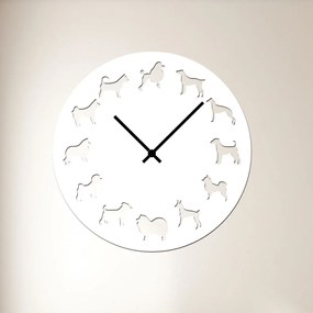 dřevo života Nástěnné PSI hodiny Barevný vzor: Bílá, Velikost hodin: 35x35