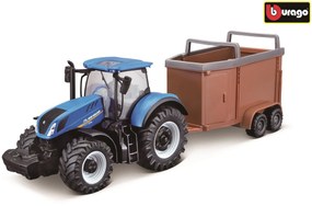 Bburago 1:50 farm traktor new holland s vlečkou pro koně