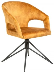 Designová otočná židle Age hořčicově žlutý samet