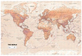 Korková  nástěnná dekorační tabule Mapa světa: Oranžový svět