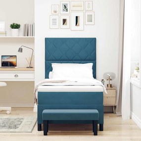Postel s boxspringem s čelo Tmavě moddrá 200 x 90 cm samet 3344556