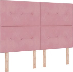 Postel s boxspringem s čelo Růžová 160 x 200 cm samet 3339847