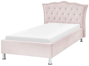Sametová postel 90 x 200 cm růžová METZ Beliani