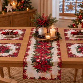 Sada 4 ks prostírání a stolního běhounu s teflonovou úpravou CHRISTMAS STAR
